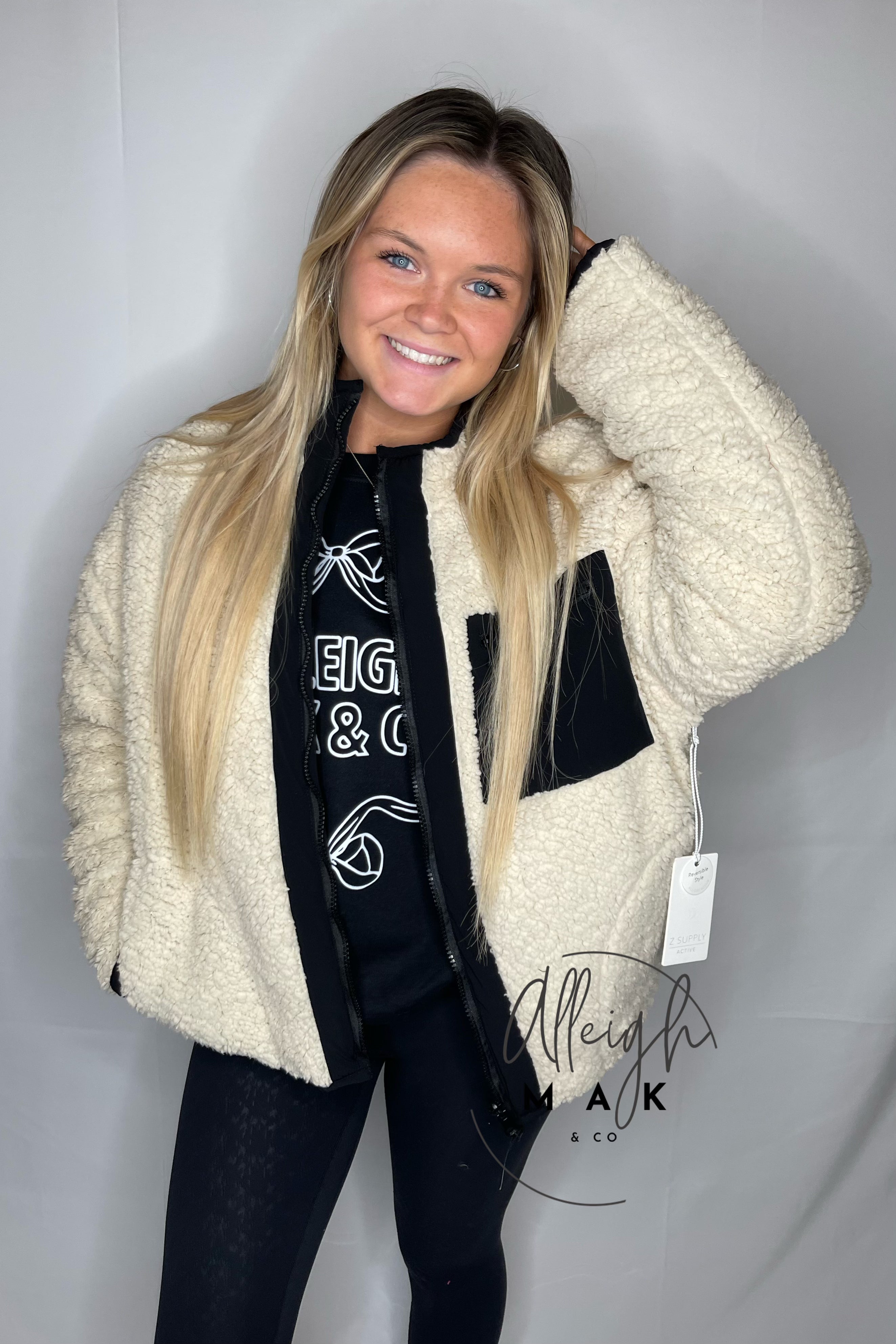 On The Go Reversible Fleece Jacket – Alleigh Mak & Co