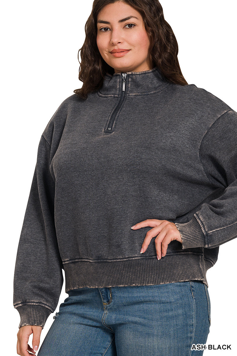 Acid Wash Fleece Pullover – Alleigh Mak & Co